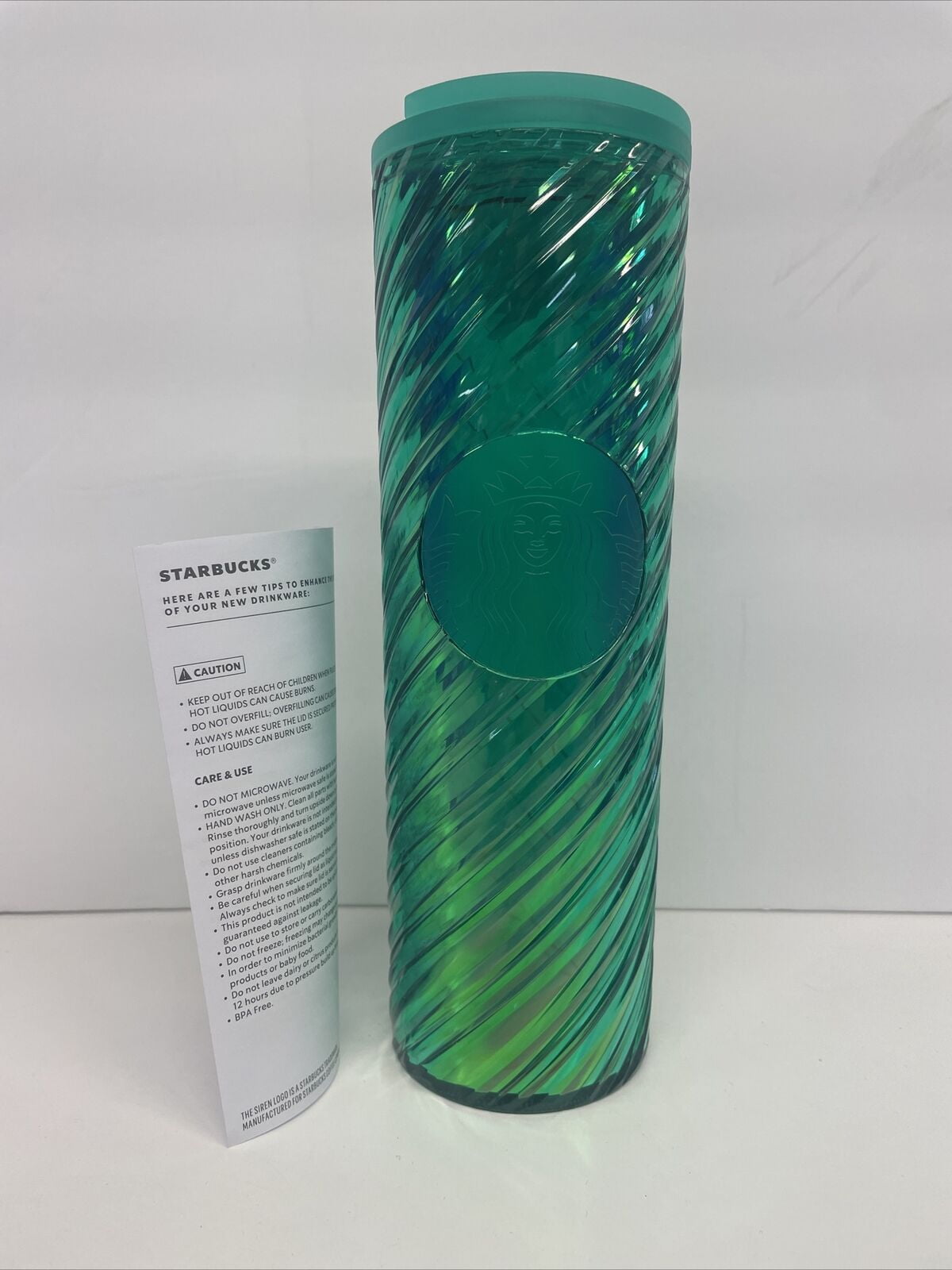Starbucks Winter Swirl Textured 16 oz Cold Drink Tumbler Green ...