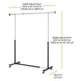 Whitmor Adjustable Rolling Expandable Garment Rack, Metal, Black and ...