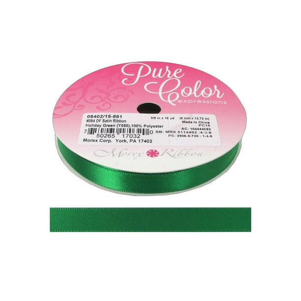 Morex Ribbon Df Satin 3/8"X 15 Yd Holiday Green - Walmart.ca