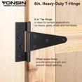 6" T-Strap Shed Door Hinges 4Pcs Switch Silently, Heavy Duty Black Tee ...