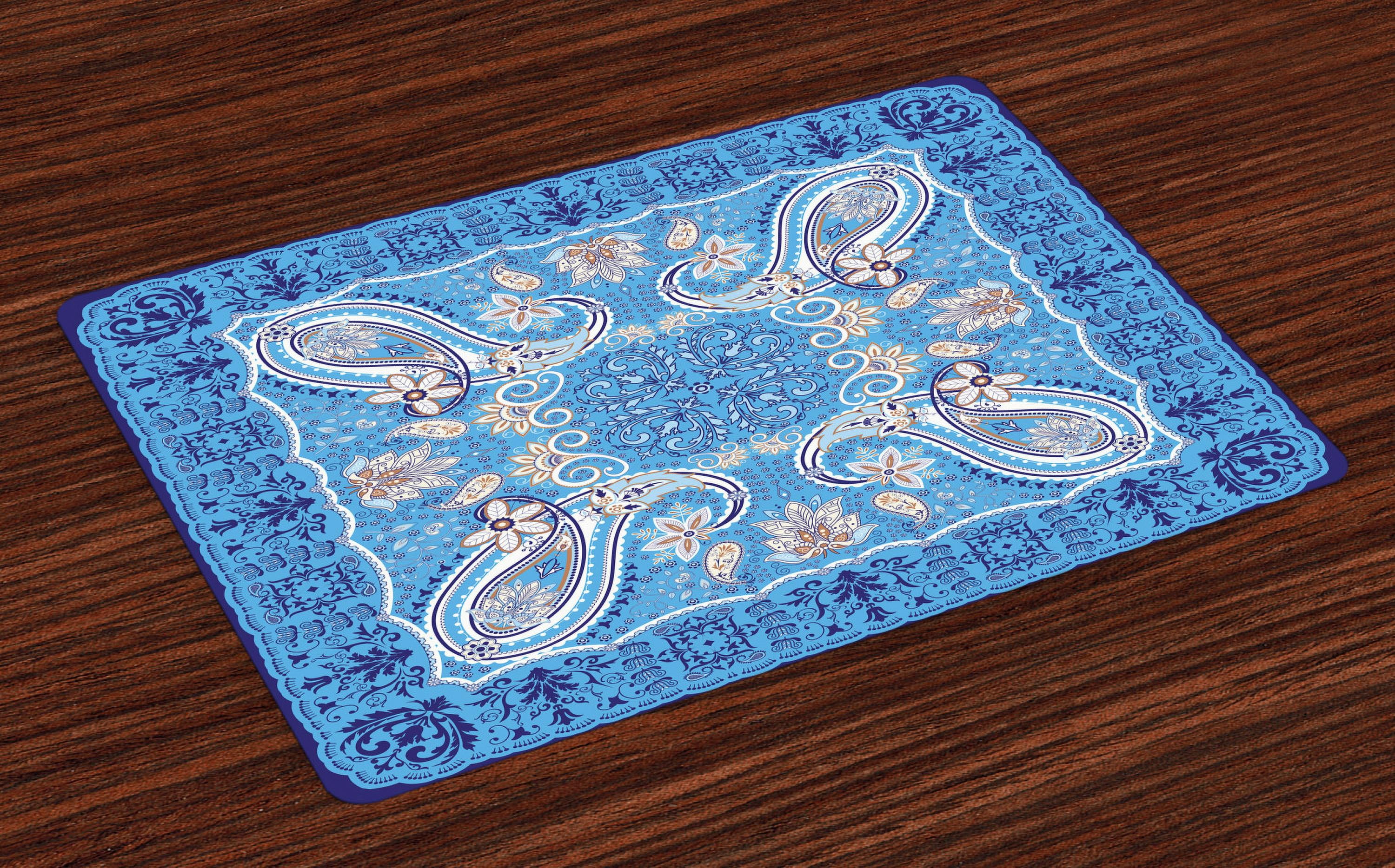 Ambesonne Eastern Place Mats Set of 4, Classic Floral Framework ...