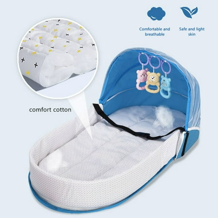 Baby Travel Cot with Mosquito Net and Awning Portable Baby Cot Changing ...