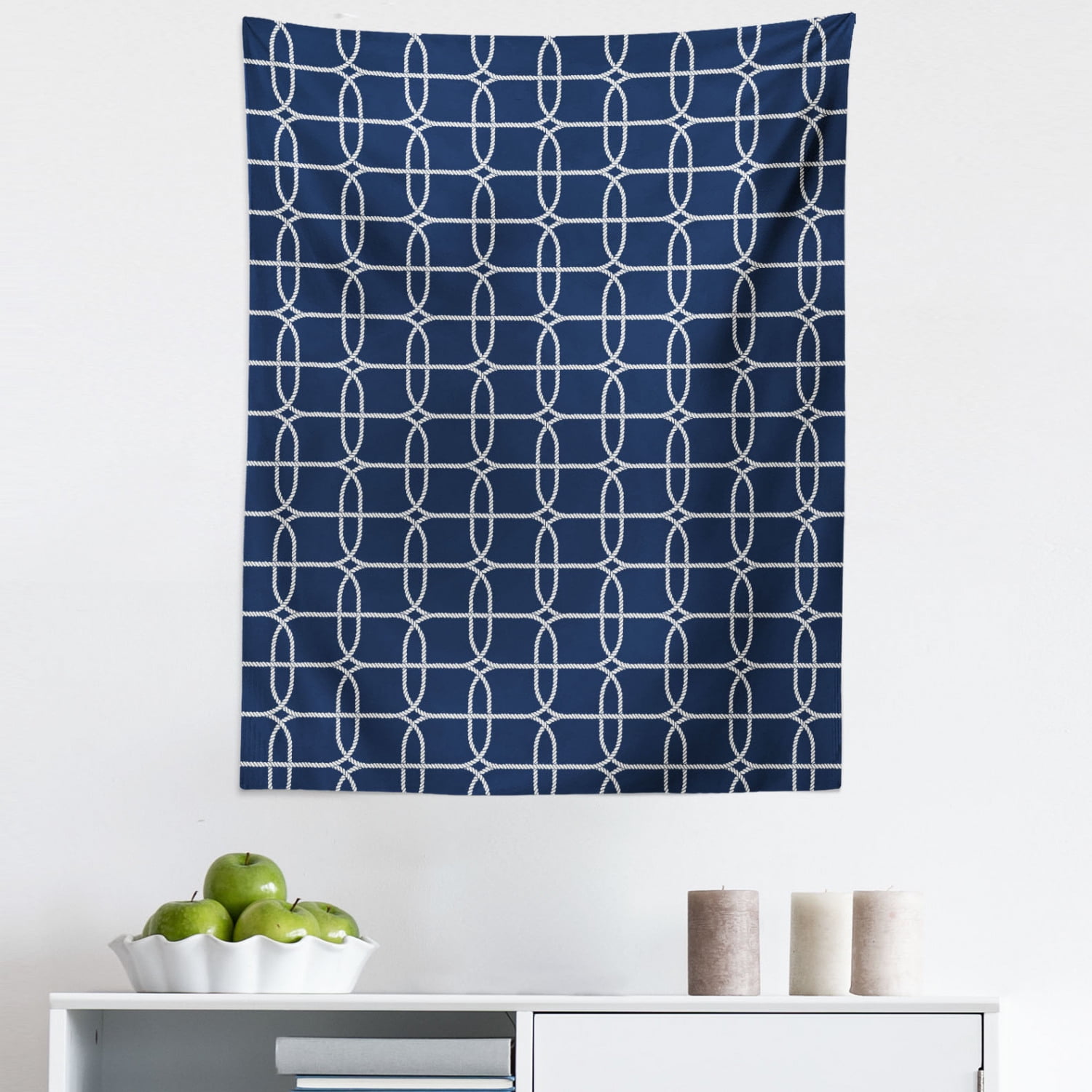 Nautical Tapestry, Bicolored Maritime Design of Shapes and Knots Sailor ...