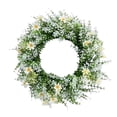 Artificial Flower Wreath with Eucalypt Accent, Realistic Greenery and ...
