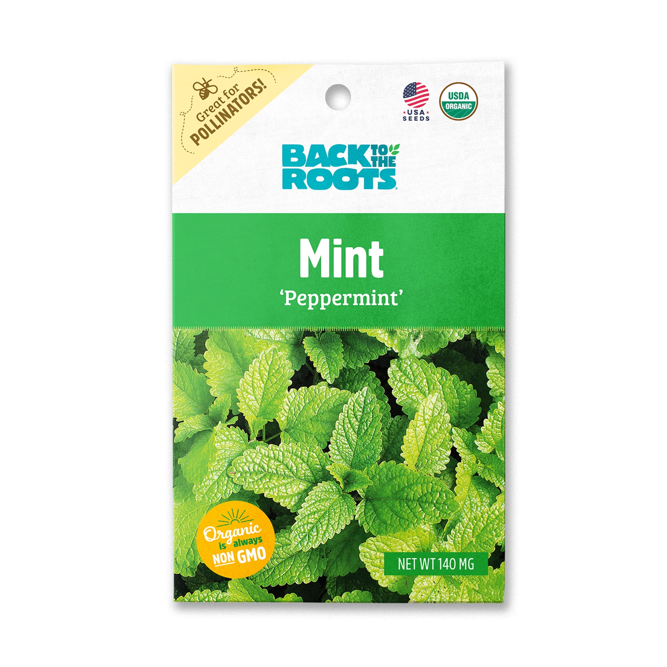 Back to the Roots Organic Peppermint Mint Gardening Seeds, 1 Seed ...