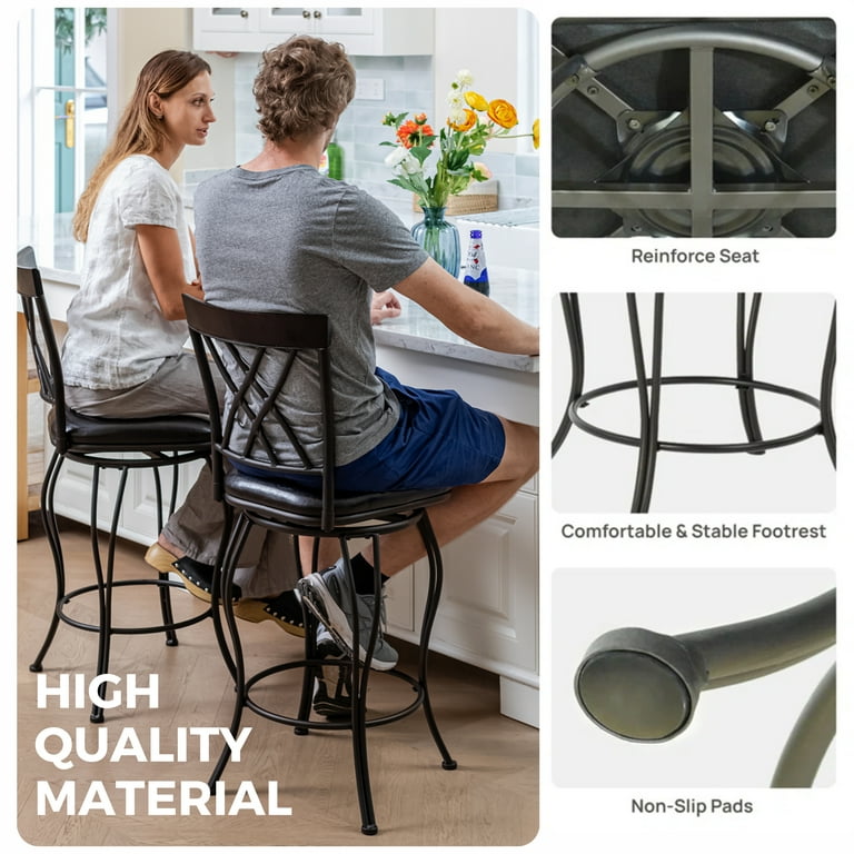 Homy Casa 26 Inch Counter Height Swivel Bar Stools Set of 4 Homy Casa 26 Inch Counter Height Swivel Bar Stools Set of 4