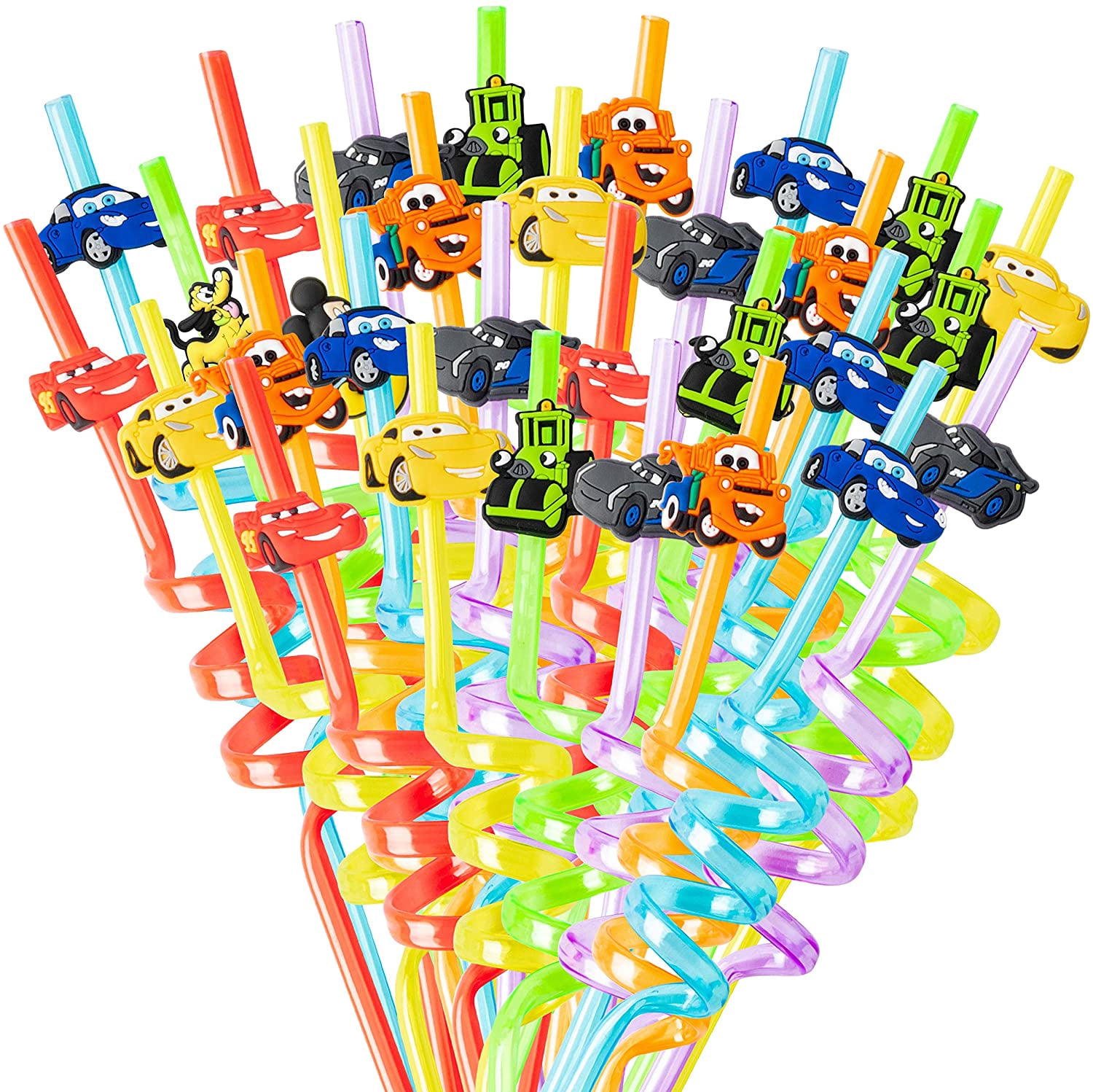 24Pcs Race Cars Reusable Straws for Kids Race Cars Theme Party ...