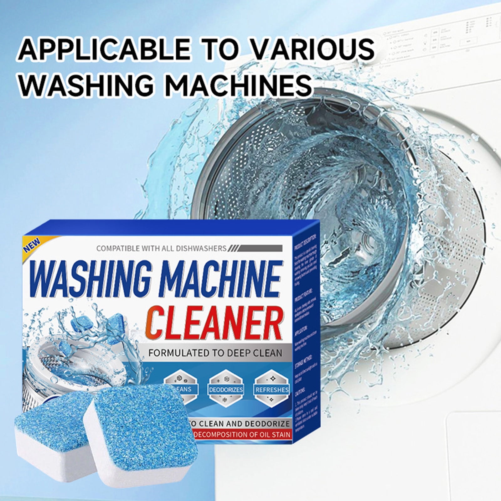 Clean Washing Machine Cleaning Effervescent Tablets, Powerful Dirt ...