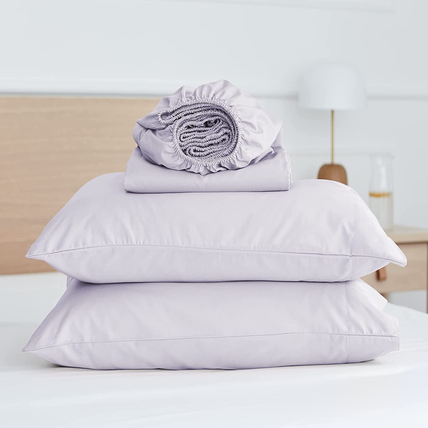 Five Looms Classic Cotton Percale Sheets Set, King (Lavender, 3 Piece ...