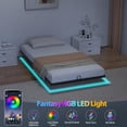 Twin Floating Bed Frame with Smart LED Lights Metal Platform Bed Easy ...