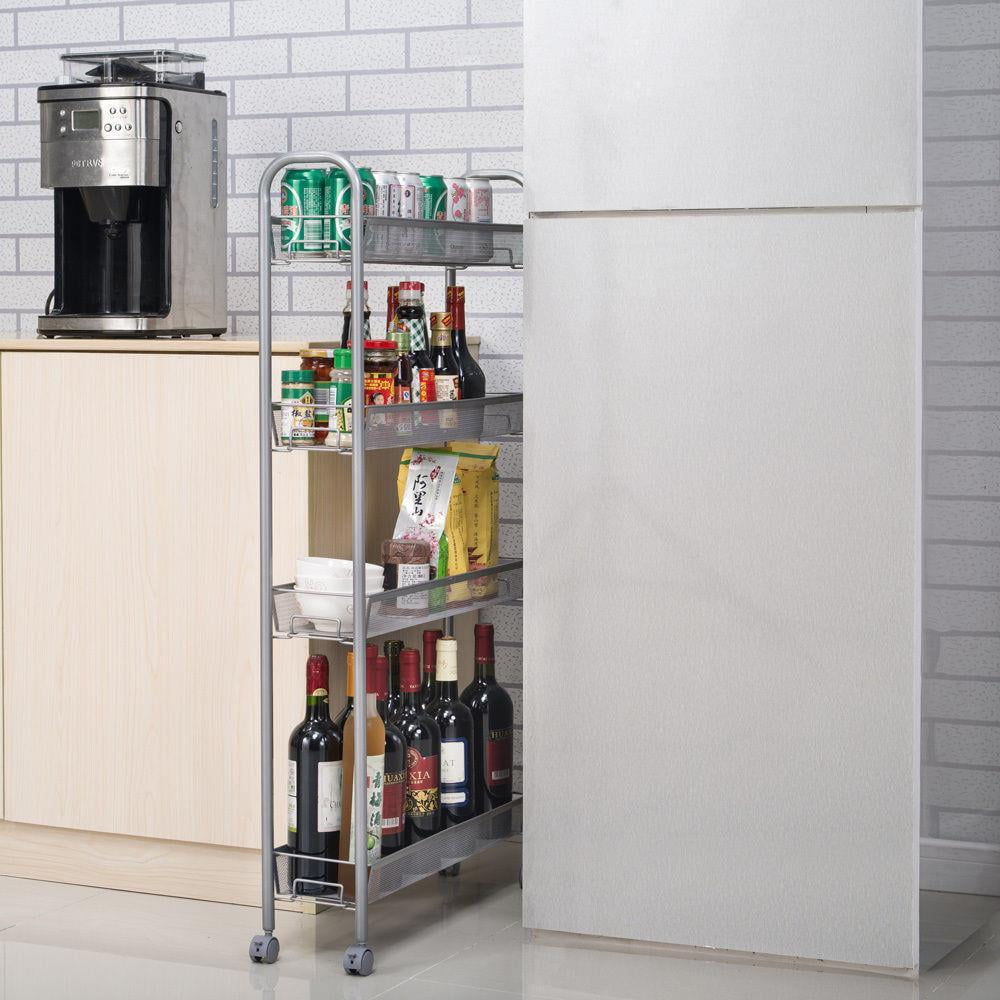 SalonMore Storage Tower Rack with Wheels 4-Tier Gap Kitchen Cart ...