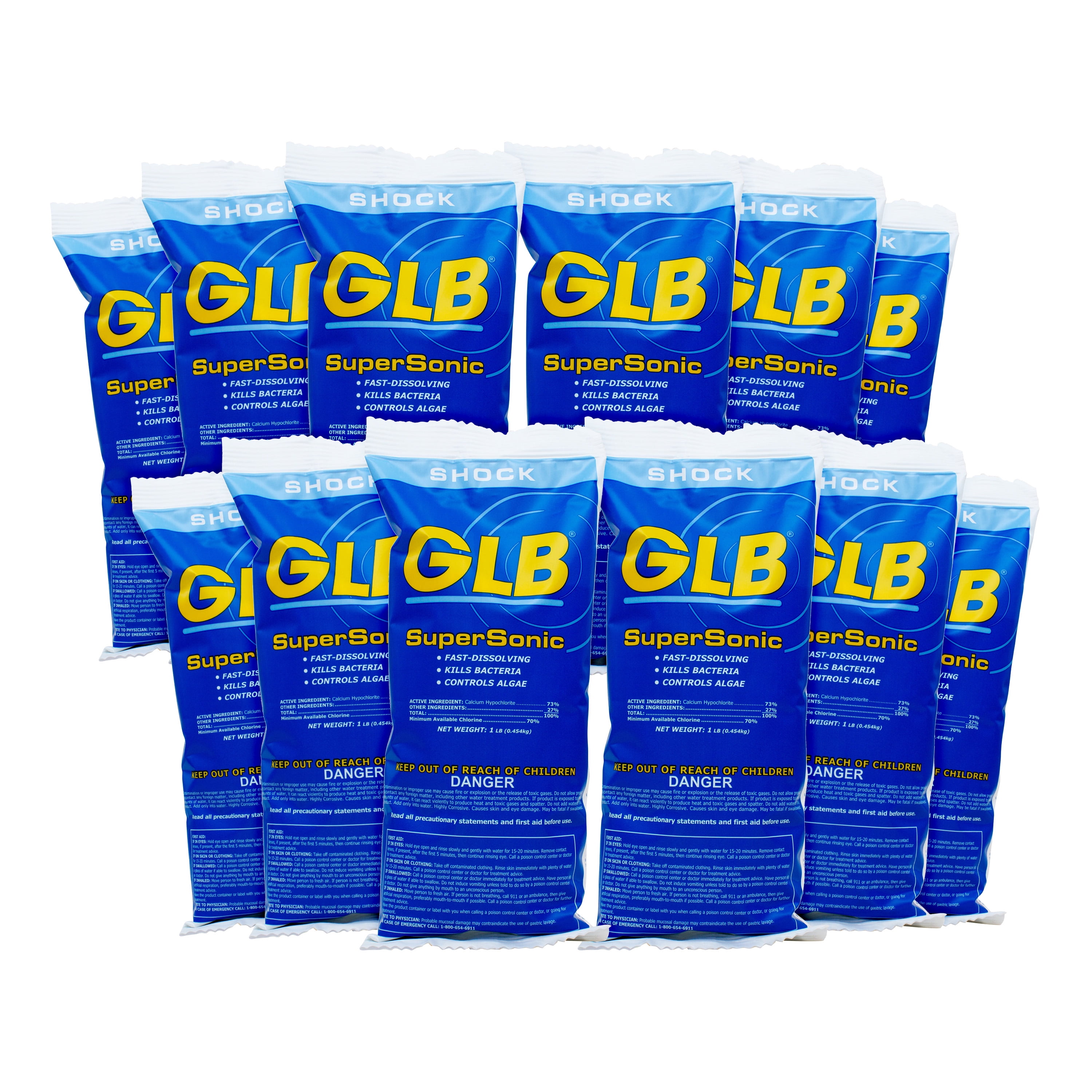 GLB Supersonic Shock Pool Treatment - 12 1Lb Bags for Water Care and ...