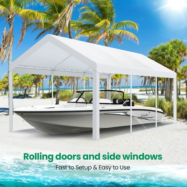 Car Canopy 10u00d720 Carports, Portable Garage Carport With Heavy Duty ...