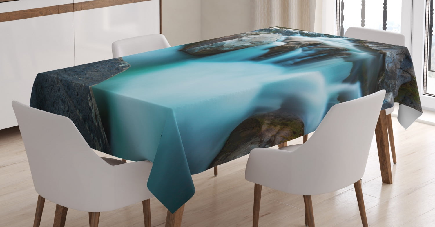 Ambesonne Nature Tablecloth Rectangular Table Cover, Waterfall Basalt ...