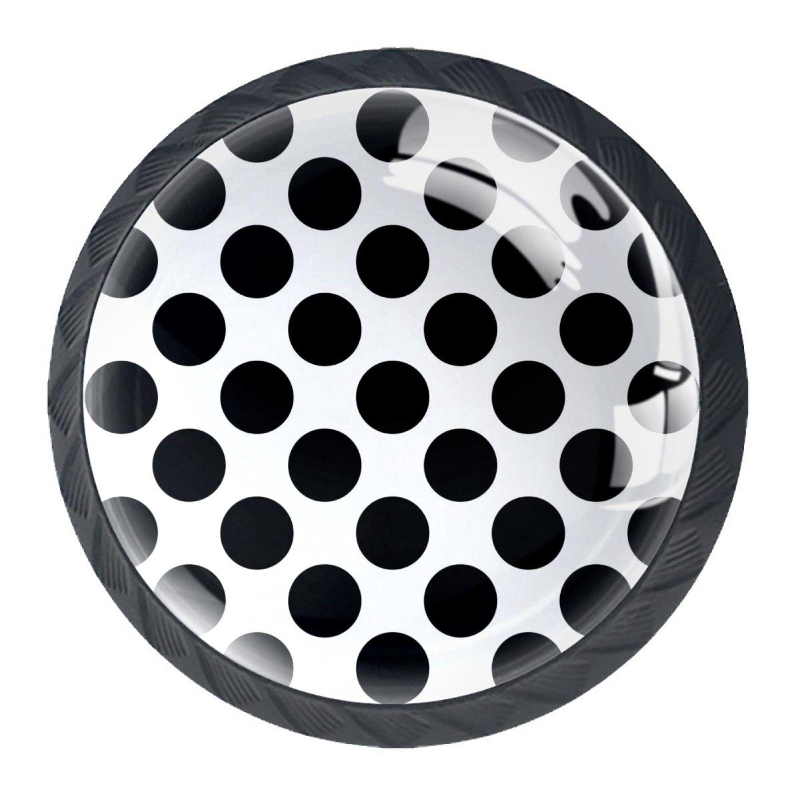 4 Pcs Polka Dots Black White Knobs for Kitchen Cabinet Cupboard Dresser Bookcase Drawer Pulls ...