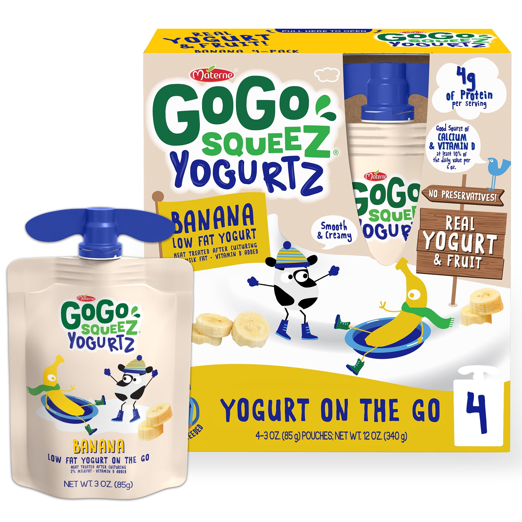 (4 Pack) GoGo Squeez Yogurtz Banana Yogurt Snack Pouch, 3 oz – Walmart ...