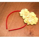 Offray Yellow 4 1/2" Handmade Chiffon Flower With Lace Applique , 1 ...