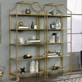 Bowery Hill Modern Metal 5 Shelf Bookcase in Satin Gold Finish ...