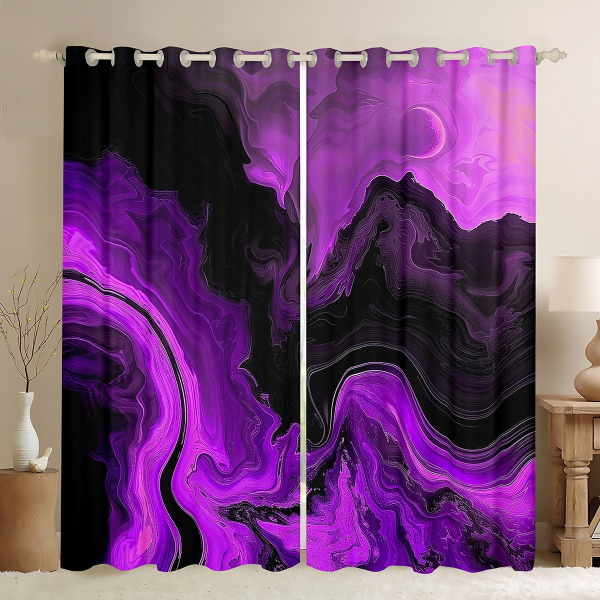 Click here for Yst Purple Black Marble Curtains & Drapes Modern A... prices