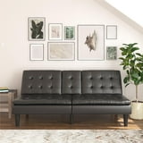 Mainstays Memory Foam 71.5" Futon with Cupholder and USB, Black Faux ...