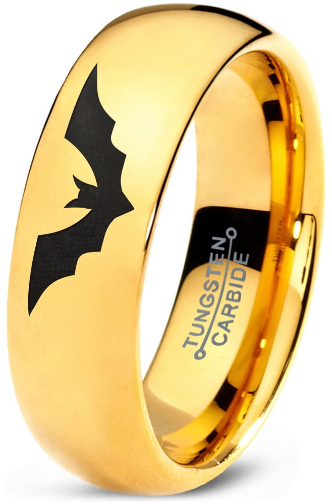 Tungsten Bat Spread Wings Band Ring 7mm Men Women Comfort Fit 18k ...
