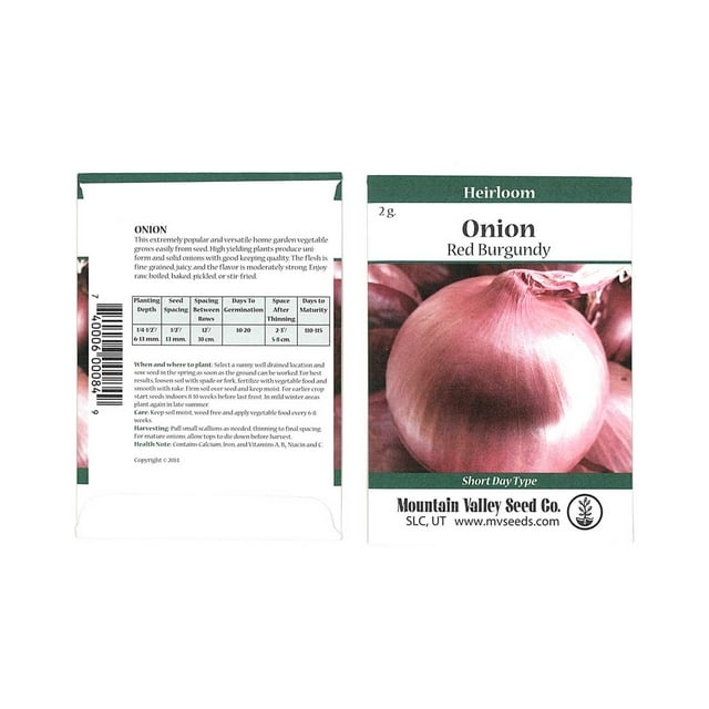 Red Burgundy Onion Garden Seeds - 2 Gram Packet - Non-GMO, Heirloom ...