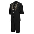 2 Piece Summer Outfits Women Short Sleeve Embroidered V Neck Button Up ...