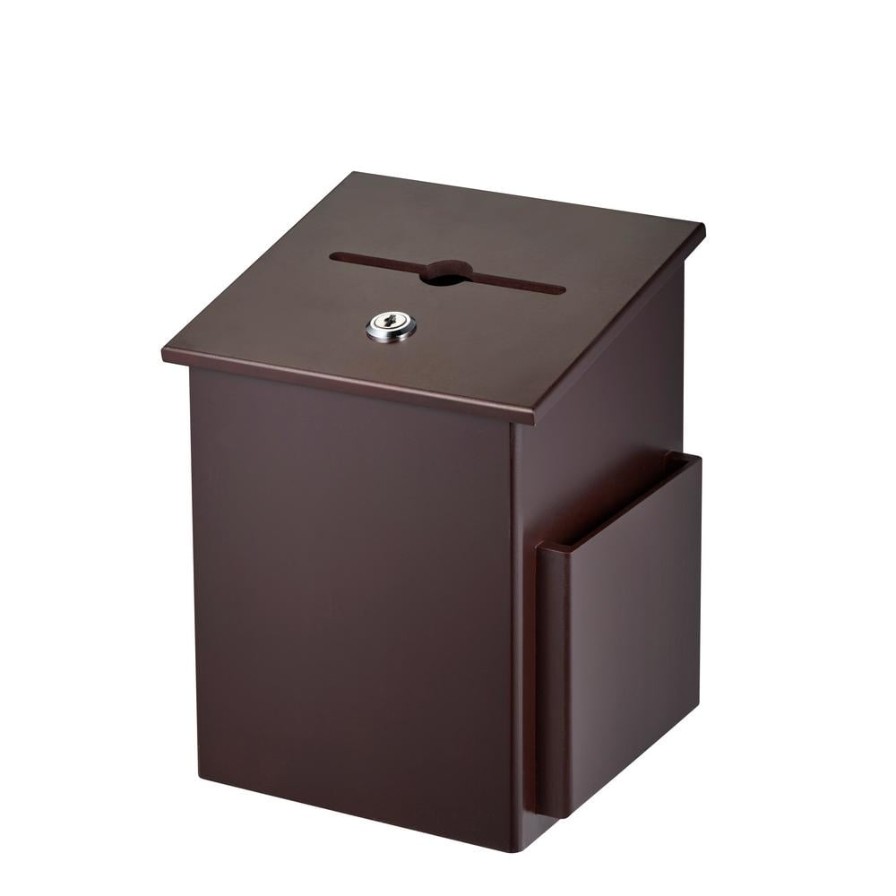 AdirOffice Wooden Locking Suggestion Box, with Lock and Chained Pen ...