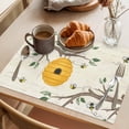Bees Honeycomb Cotton Linen Placemats Set of 12, Branch Spring Floral ...