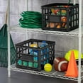 Sterilite Large Stackable Bins Black Plastic Storage Box Milk Crate (6 ...