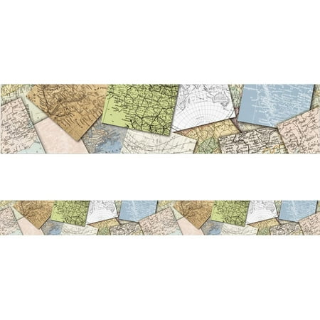 Travel The Map Bulletin Board Straight Border for Classroom 36ft One ...