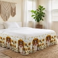 King Bed Skirt 16 Inch Drop, Japanese Cat Pastoral Sunflower Easy Fit ...