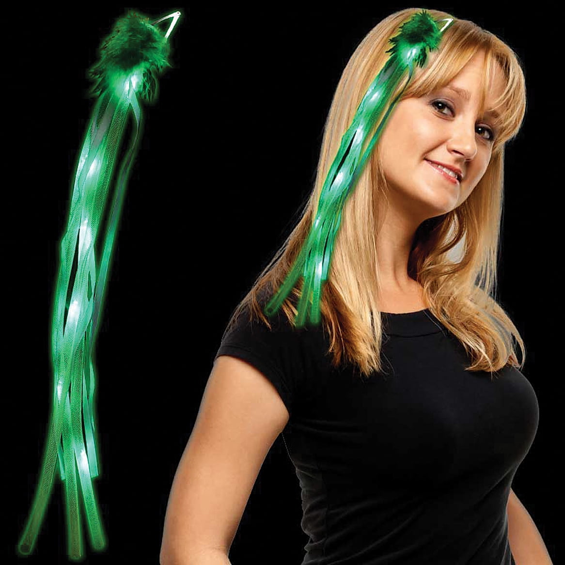 Supreme Diva Princess Light Up Ribbons LED Hair Accessory, Green White ...