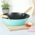 Martha Stewart Everyday Clarkston 14-inch Teal Carbon Steel Wok ...