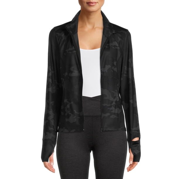 Avia Women's Active Full Zip Long Sleeve Jacket with Thumbholes and ...