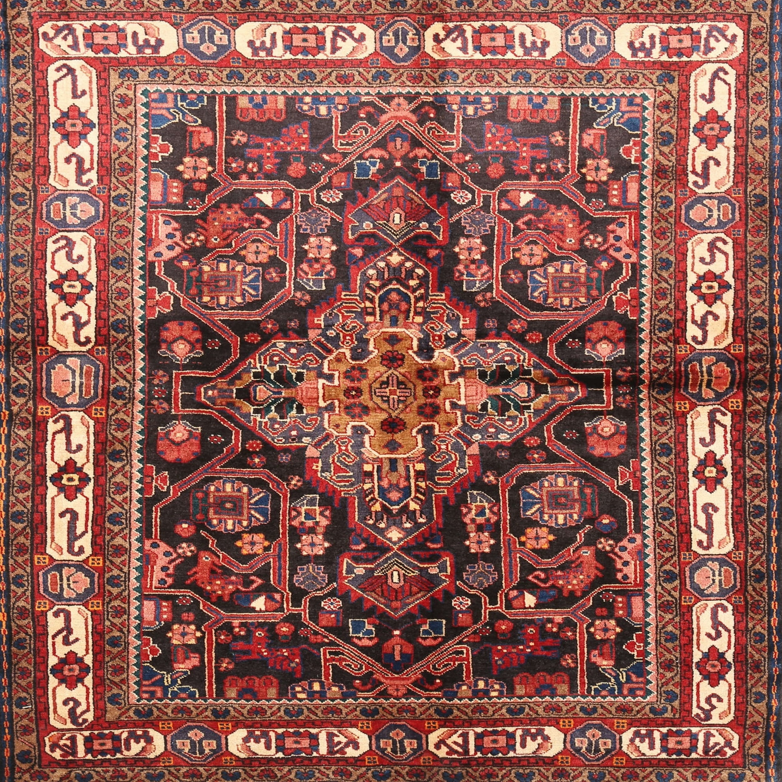 Ahgly Company Indoor Square Traditional Saffron Red Persian Area Rugs ...