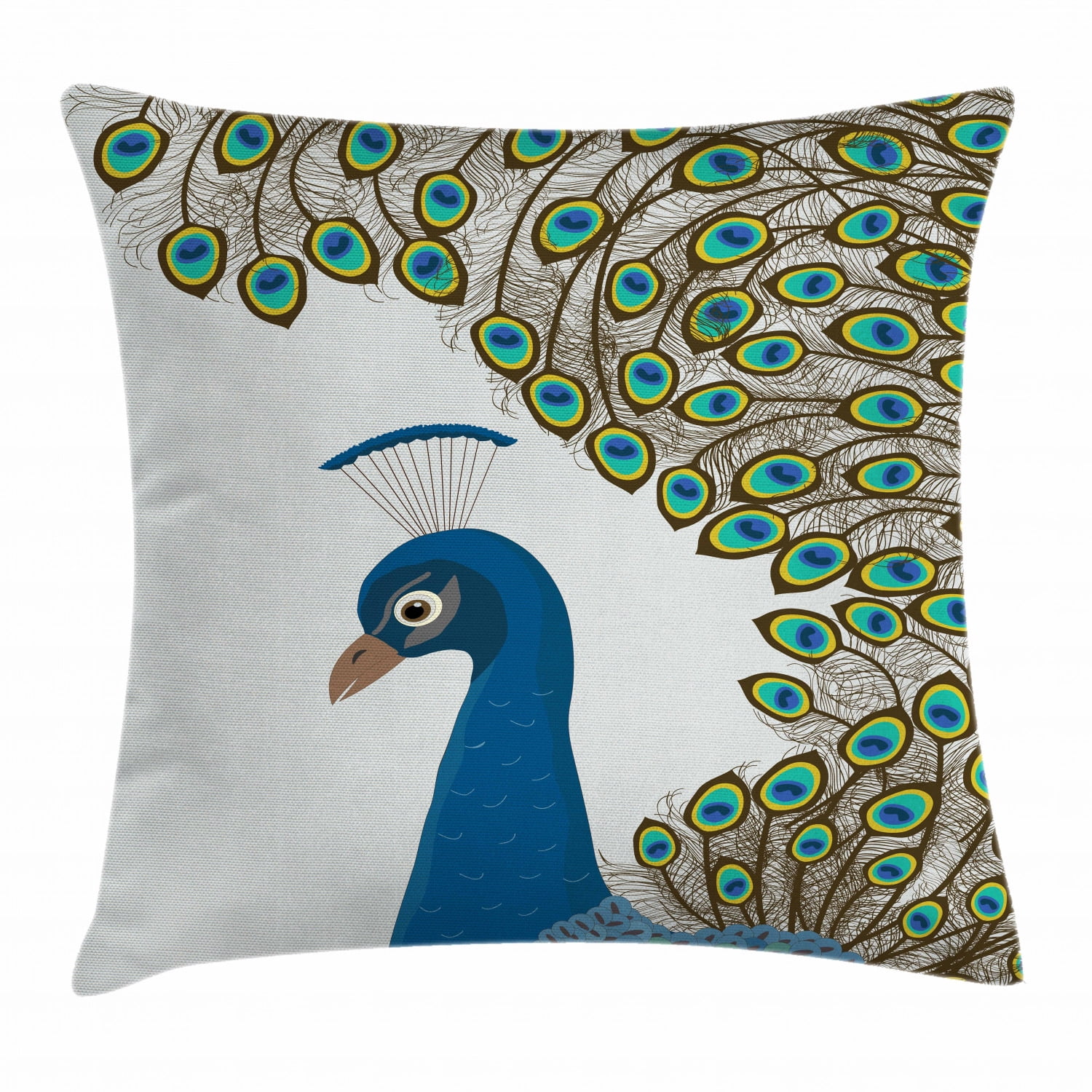 Peacock Throw Pillow Cushion Cover, Illustration of Peacock Bird ...