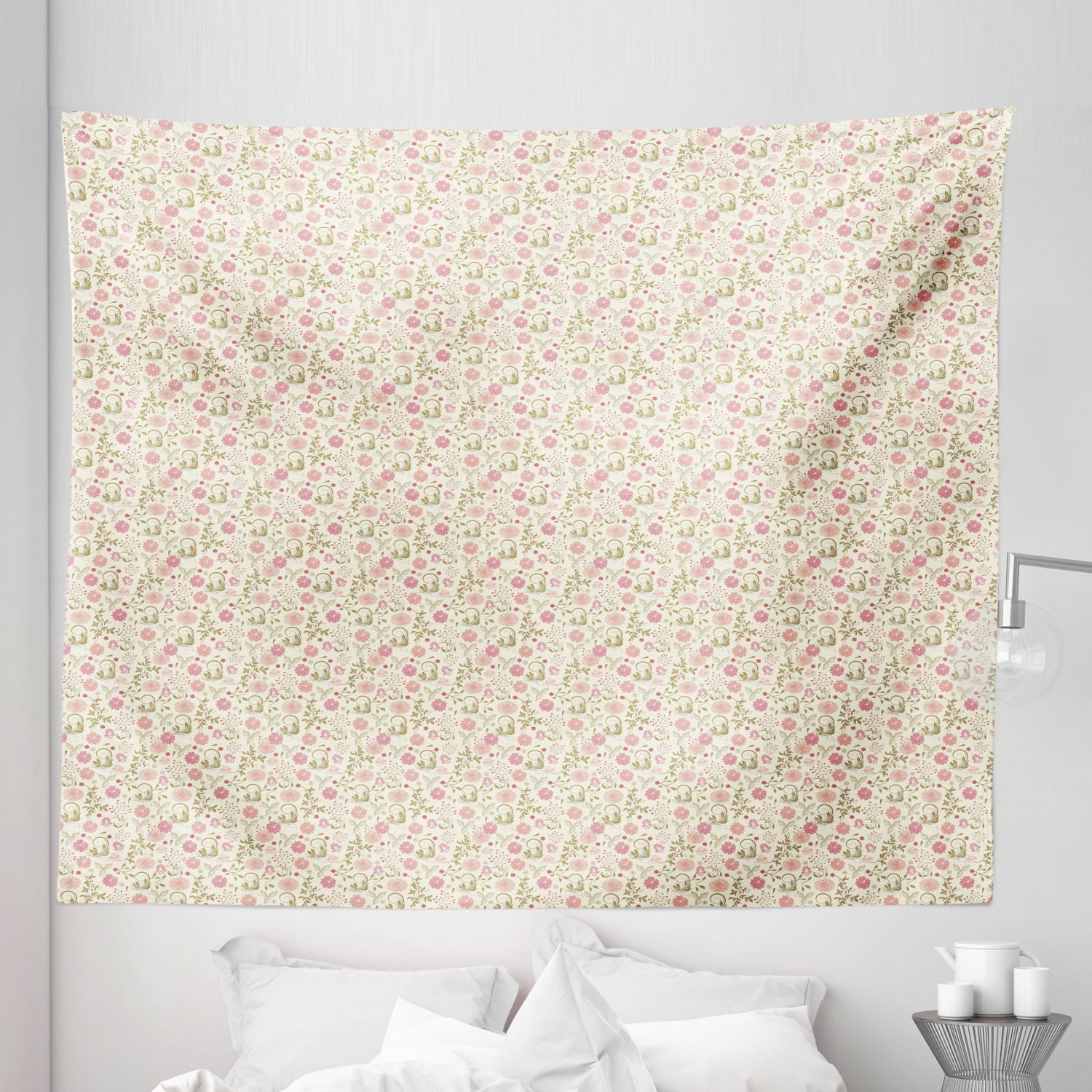 Floral Tapestry, Flower Complex Design with Soft Colors Vintage Summer ...