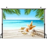 Summer Beach Backdrop Tropical Seaside Scene Palm Trees Starfish ...