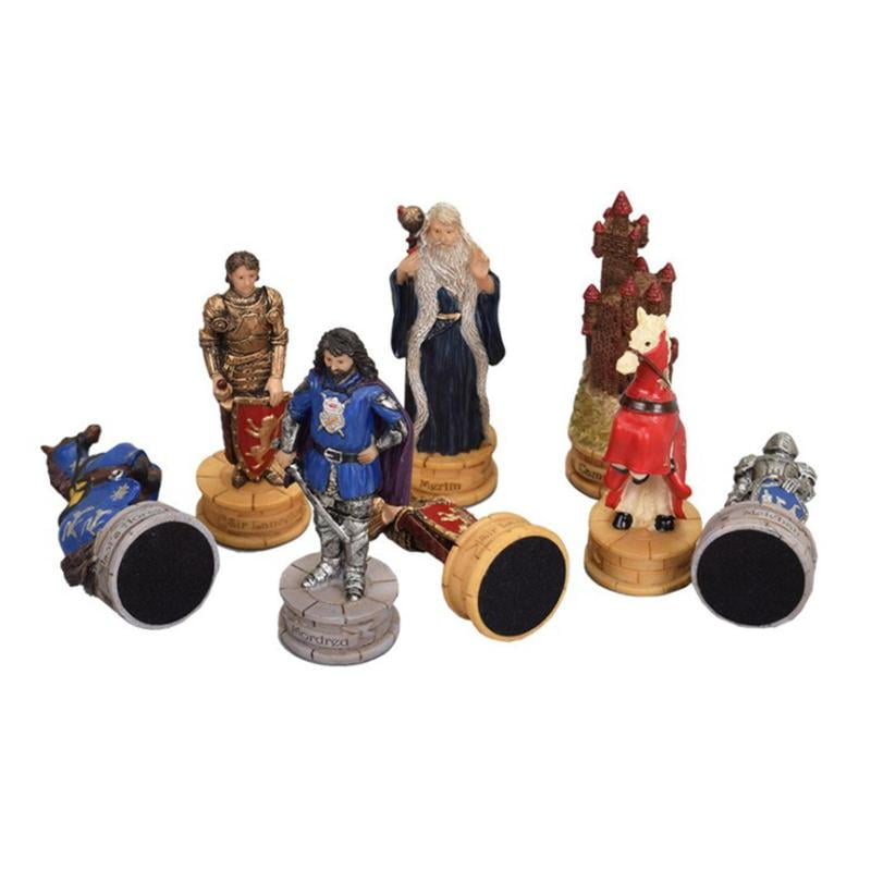 Buy King Arthur Chess Set with Wooden Board New 44x44cm 32 Resin Chess ...