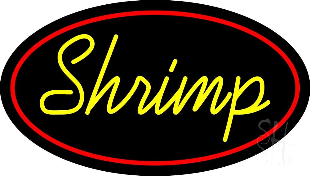 Shrimp Cursive 2 LED Neon Sign 20" Tall x 37" Wide - inches Black ...