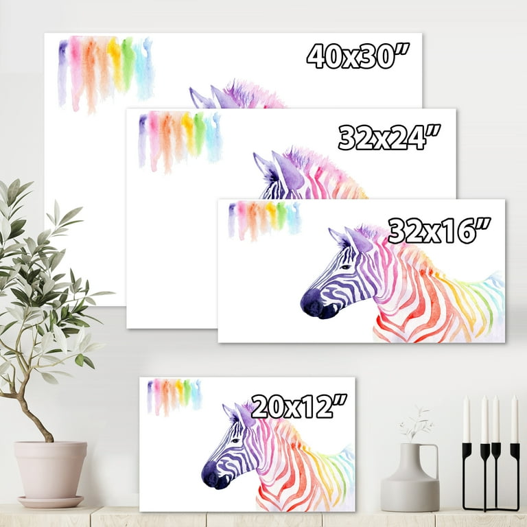 White Rainbow Zebra Print