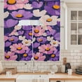 3 Pieces Swag Kitchen Curtains Set, Purple Spring Floral Valance Swag ...