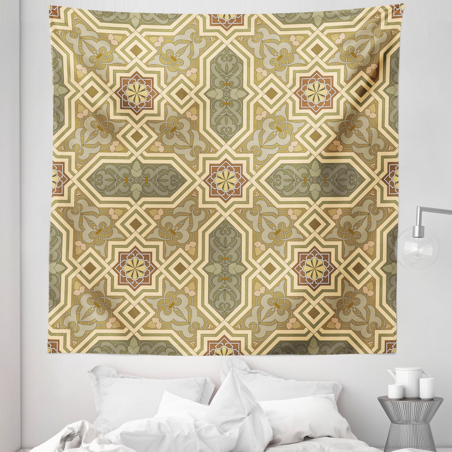 Victorian Tapestry, Botanical Inspired Antique Sqaure Motif with ...