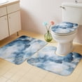 Abstract Marble Texture Bathroom Rugs Set Navy Blue Gradient Gold Crack ...