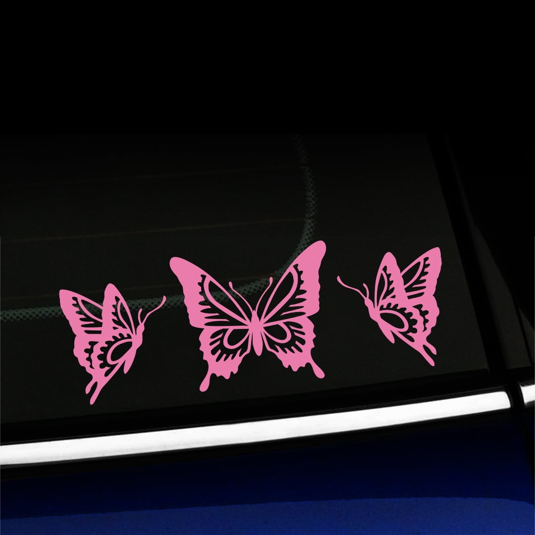 Butterfly Trio - Vinyl Decal - Choose Color - [PINK] - Walmart.com