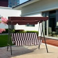 Mcombo 3-Person Outdoor Porch Canopy Swing Patio Hanging Swing with ...