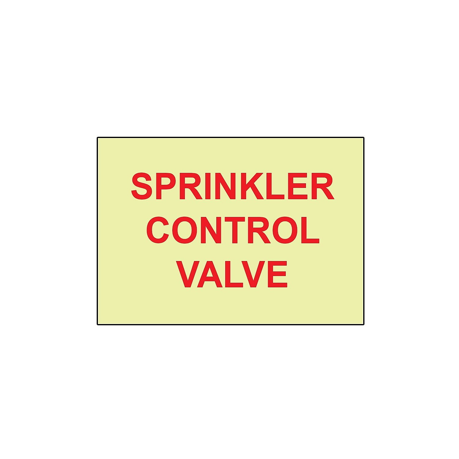 National Marker Fire Sprinkler Control Valve 10X14 Adhesive Vinylglow ...
