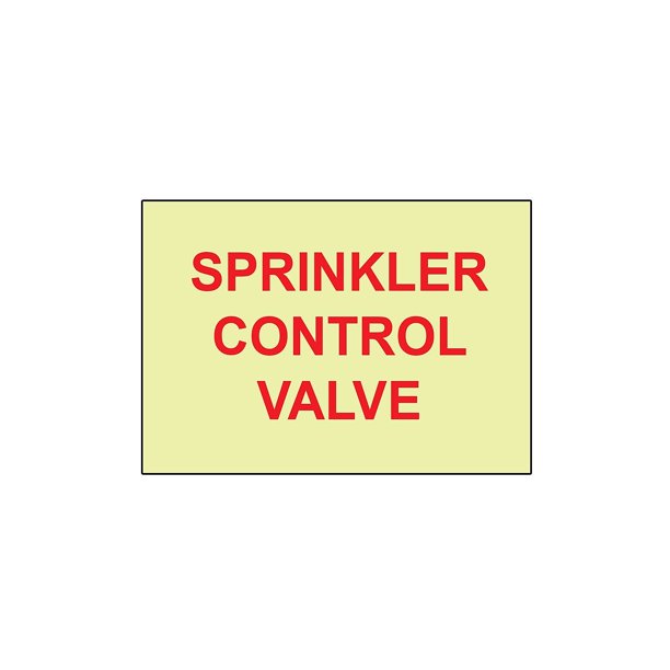 National Marker Fire Sprinkler Control Valve 10X14 Adhesive Vinylglow ...