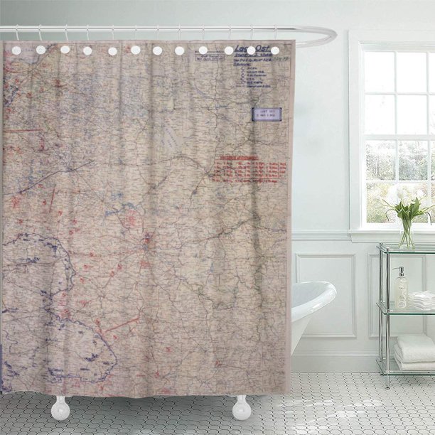 CYNLON Ww2 German Ww Battle Map World War Bathroom Decor Bath Shower ...